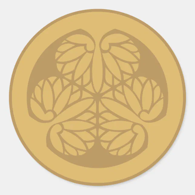 Tokugawa Aoi Japanese Mon Family Crest Sand Classic Round Sticker | Zazzle