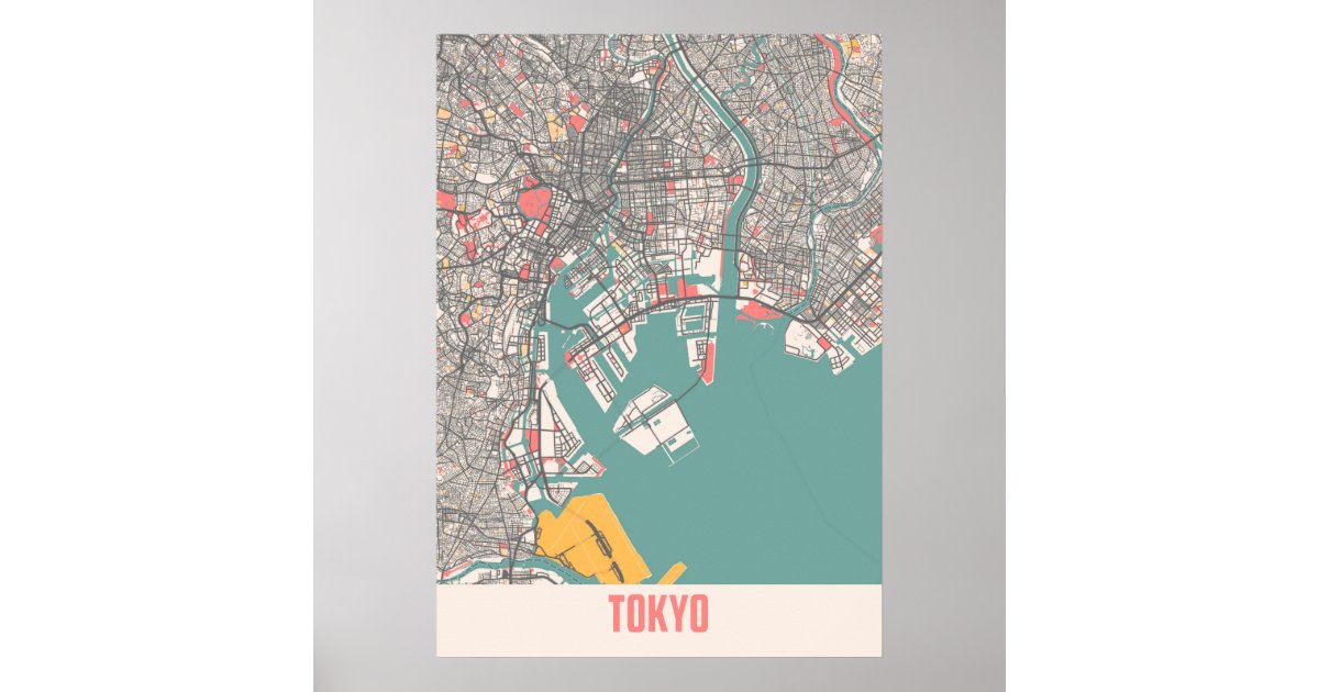 Tokyo - Japan Chalk City Map Poster | Zazzle