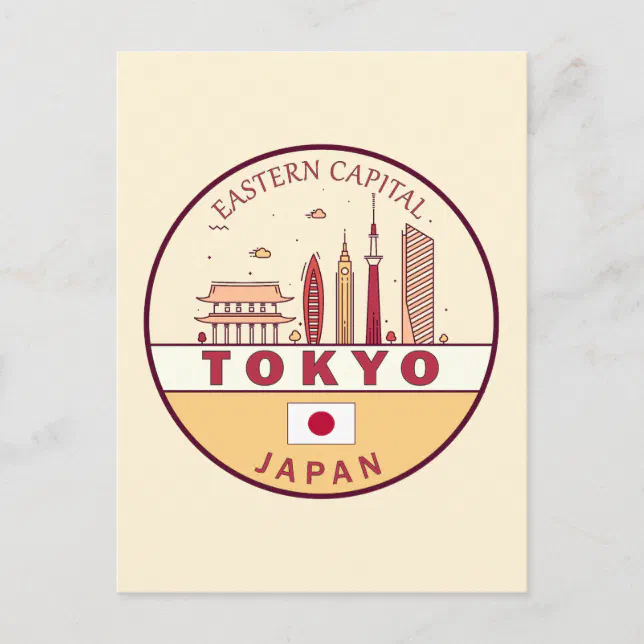 Tokyo Japan City Skyline Emblem Postcard | Zazzle