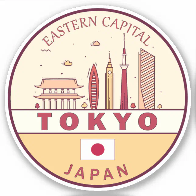 Tokyo Japan City Skyline Emblem Sticker | Zazzle