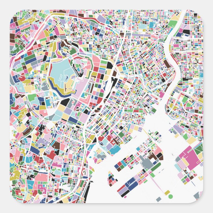 Tokyo Japan Map Square Sticker | Zazzle