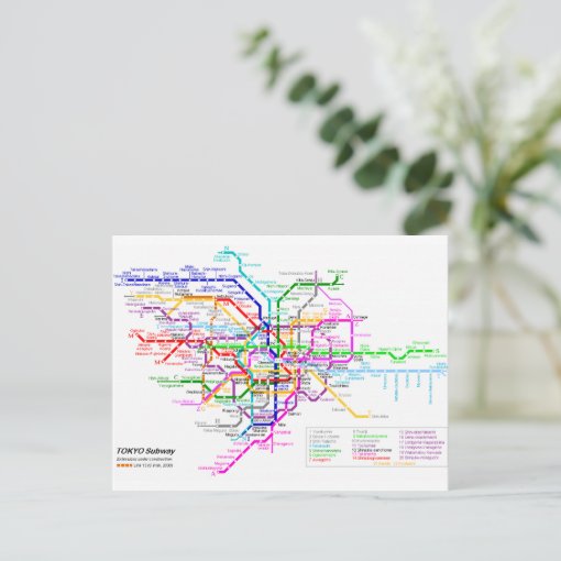 Tokyo Japan Subway Map Postcard | Zazzle