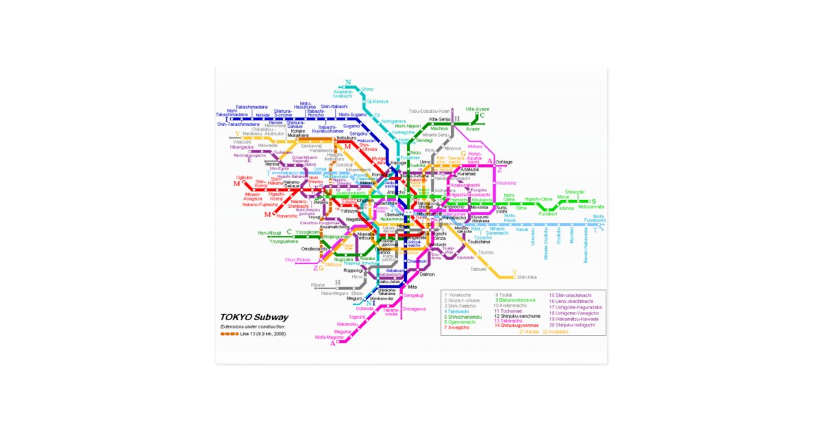 Tokyo Japan Subway Map Postcard | Zazzle.com