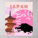 Tokyo Japan Travel Art, Retro Travel Art, Pink Poster | Zazzle