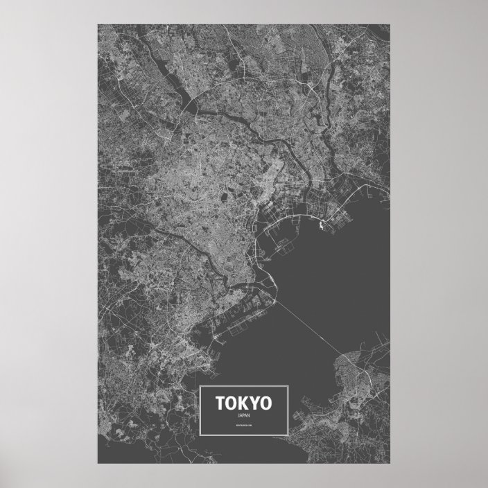 Tokyo, Japan (white on black) Poster | Zazzle.com