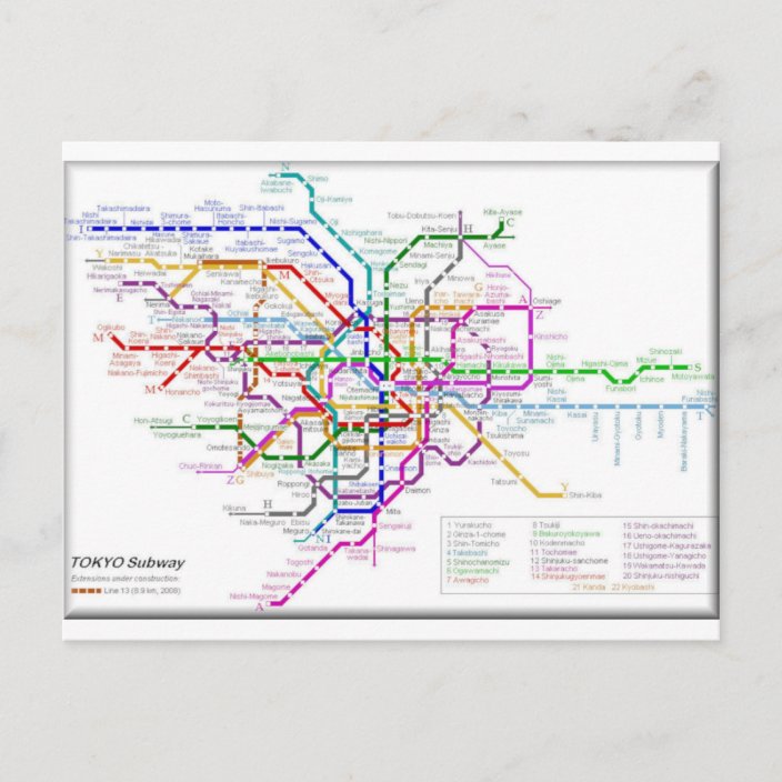 Tokyo Metro Map Postcard | Zazzle.com