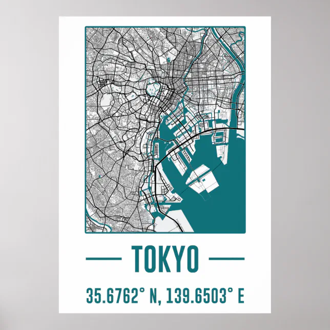 tokyo Minimalist city Map, tokyo DIY city Map Poster | Zazzle