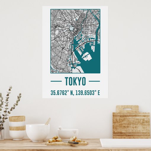 tokyo Minimalist city Map, tokyo DIY city Map Poster | Zazzle