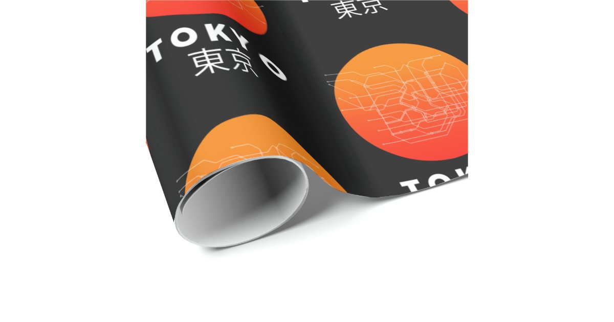 TOKYO ORANGE SUBWAY ART WRAPPING PAPER | Zazzle