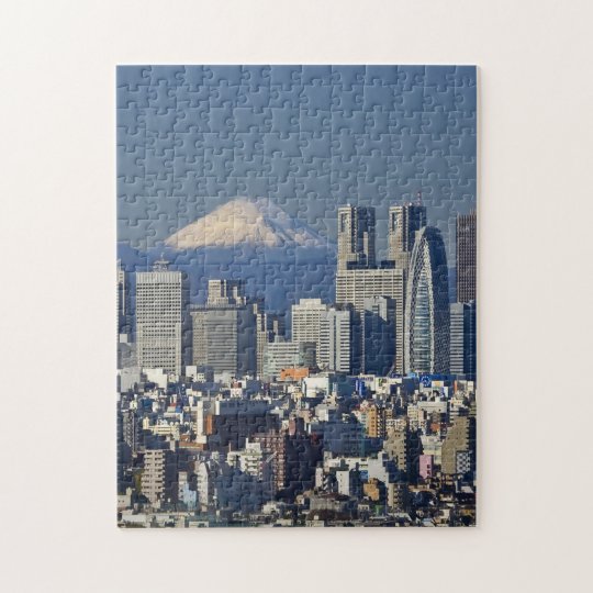 Tokyo, Shinjuku District Skyline, Mount Fuji Jigsaw Puzzle | Zazzle.com