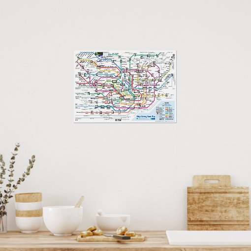 Tokyo Subway Map (Ultra High-Res) Large Poster | Zazzle