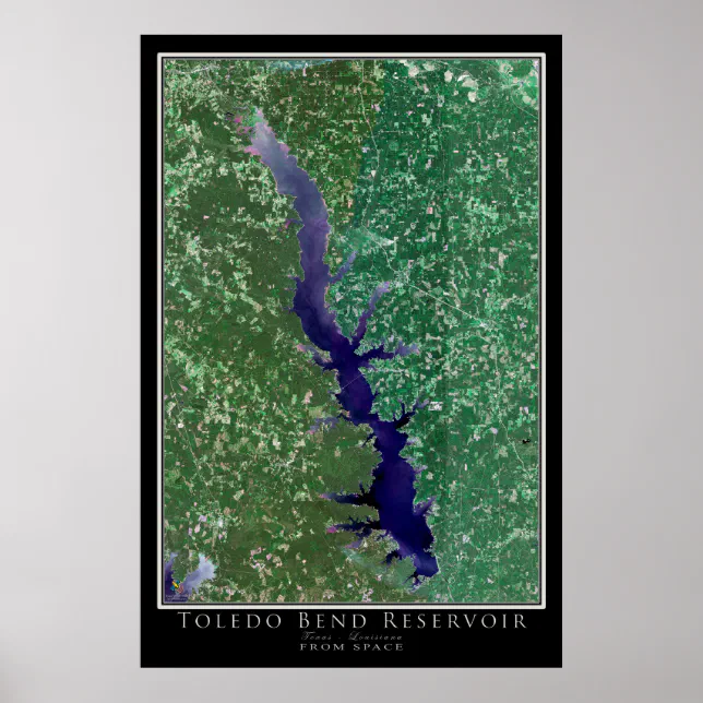 Toledo Bend Lake Texas - Louisiana Satellite Map Poster | Zazzle