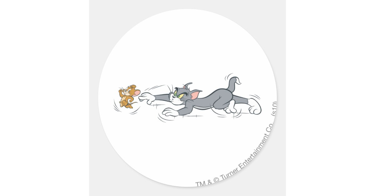 Tom and Jerry Chase Classic Round Sticker | Zazzle