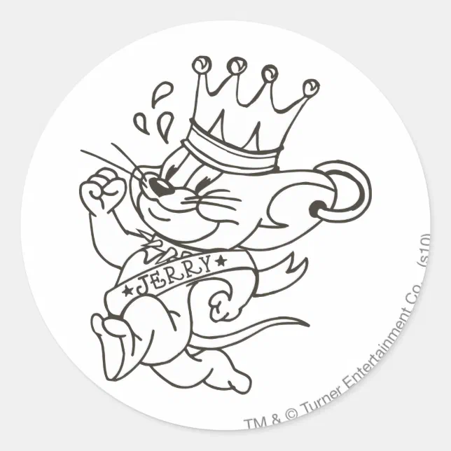 Tom and Jerry King Jerry Classic Round Sticker | Zazzle
