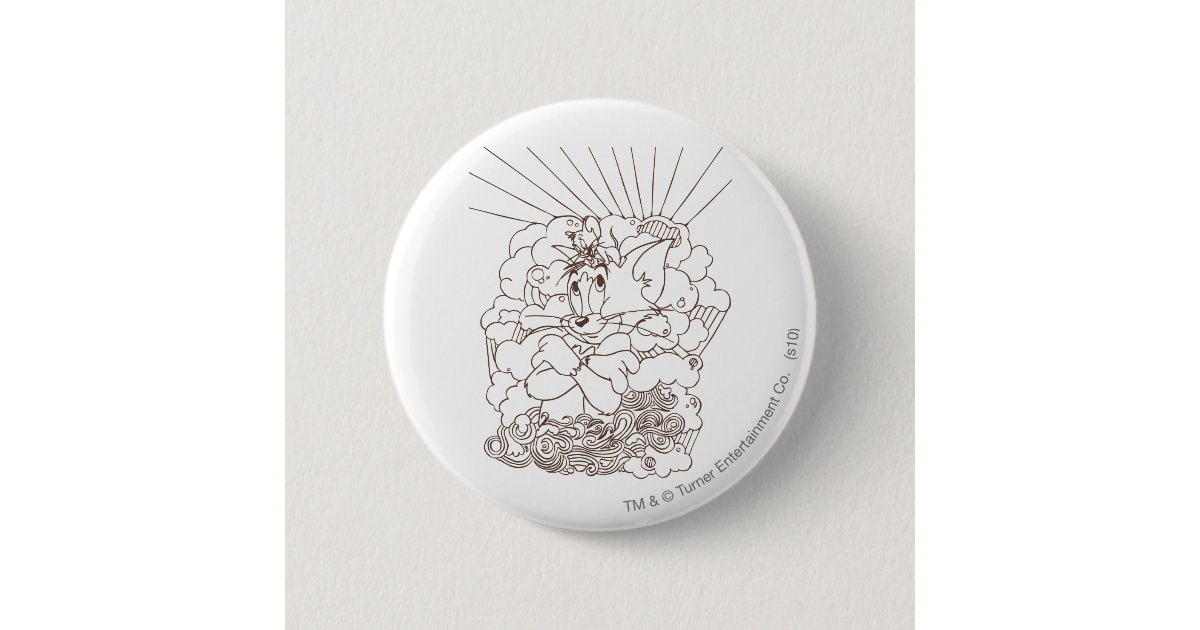 Tom and Jerry Outline Button | Zazzle