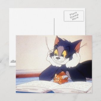 Tom And Jerry Read a Book Postcard | Zazzle