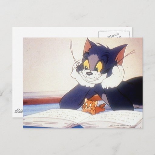 Tom And Jerry Read a Book Postcard | Zazzle