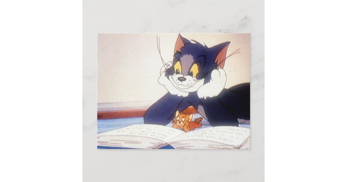 Tom And Jerry Read a Book Postcard | Zazzle