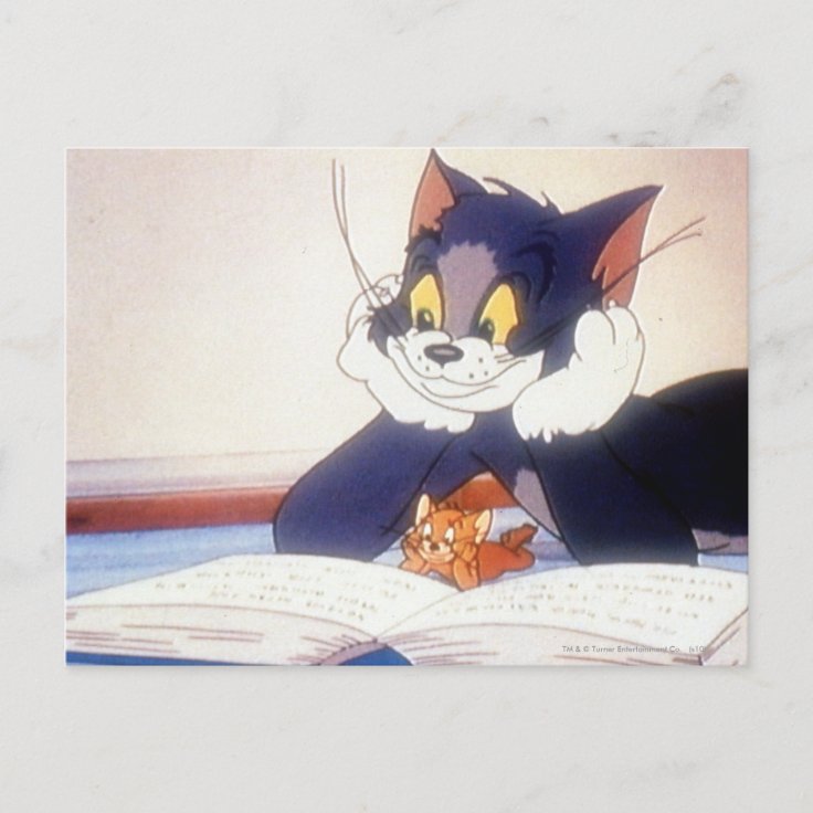 Tom And Jerry Read a Book Postcard | Zazzle