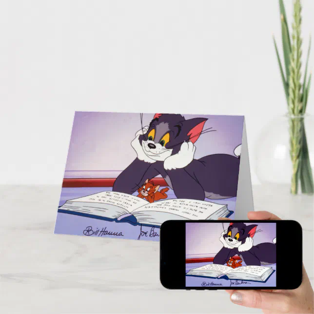 Tom And Jerry Reading Book Autographed Card | Zazzle
