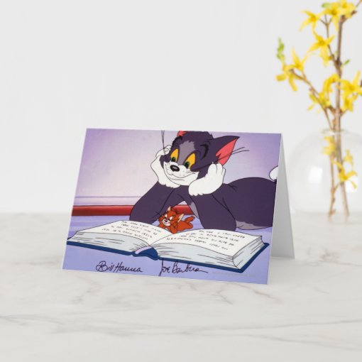 Tom And Jerry Reading Book Autographed Card | Zazzle