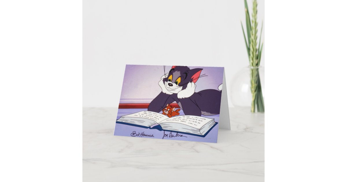 Tom And Jerry Reading Book Autographed Card | Zazzle.com