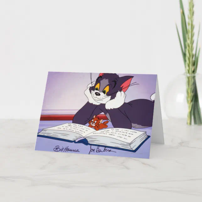 Tom And Jerry Reading Book Autographed Card | Zazzle