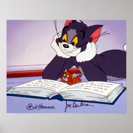 Tom And Jerry Reading Book Autographed Poster | Zazzle.com