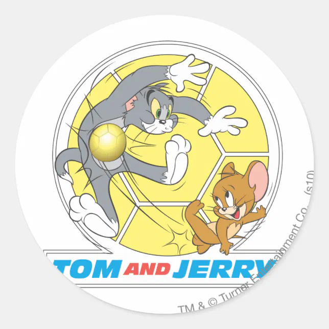 Tom and Jerry Soccer (Football) 8 Classic Round Sticker | Zazzle