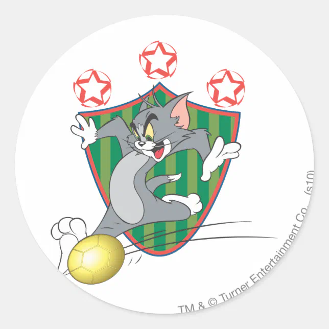 Tom and Jerry Soccer (Football) 9 Classic Round Sticker | Zazzle