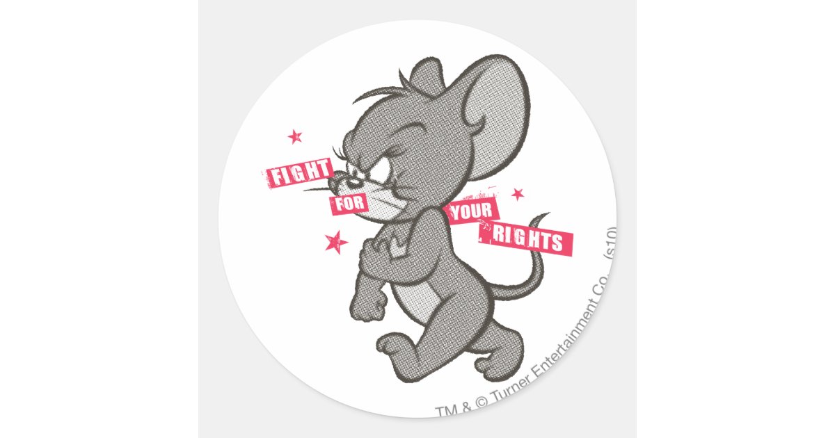 Tom and Jerry Tough Mouse 3 Classic Round Sticker | Zazzle