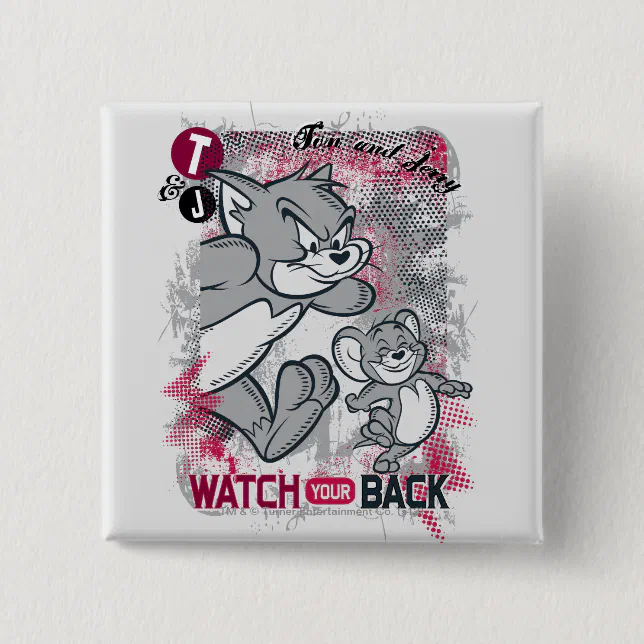 Tom and Jerry Watch Your Back Pinback Button | Zazzle