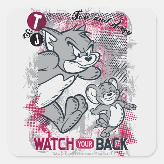 Tom and Jerry Watch Your Back Square Sticker | Zazzle.com