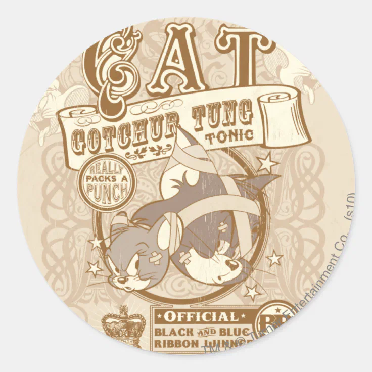 Tom Cat Gotchur Tung Tonic Classic Round Sticker | Zazzle