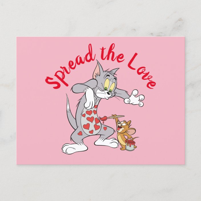 Tom & Jerry Painting Valentine Hearts Holiday Postcard | Zazzle.com