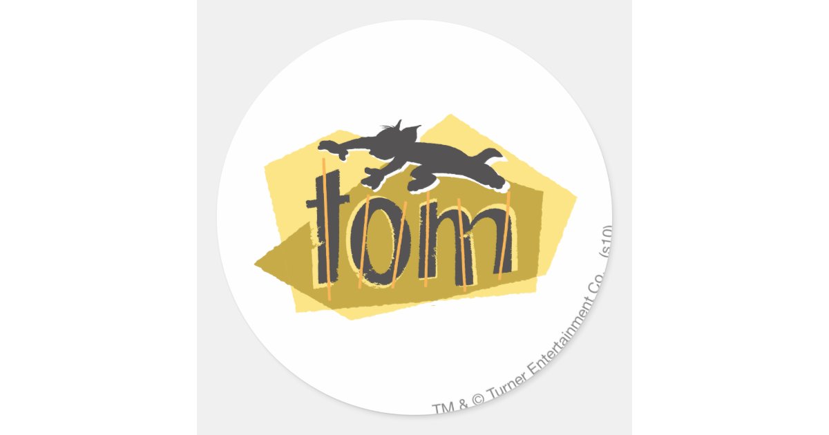 Tom Silhouette Logo Classic Round Sticker | Zazzle