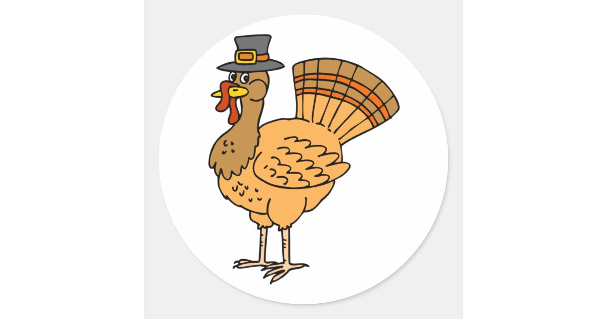 Tom Turkey Classic Round Sticker | Zazzle