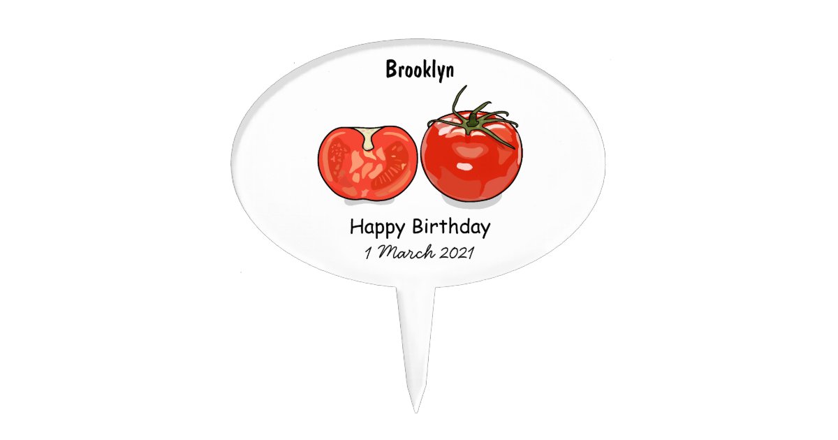 Tomato cartoon illustration cake topper | Zazzle