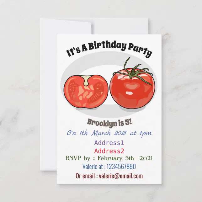 Tomato cartoon illustration invitation | Zazzle