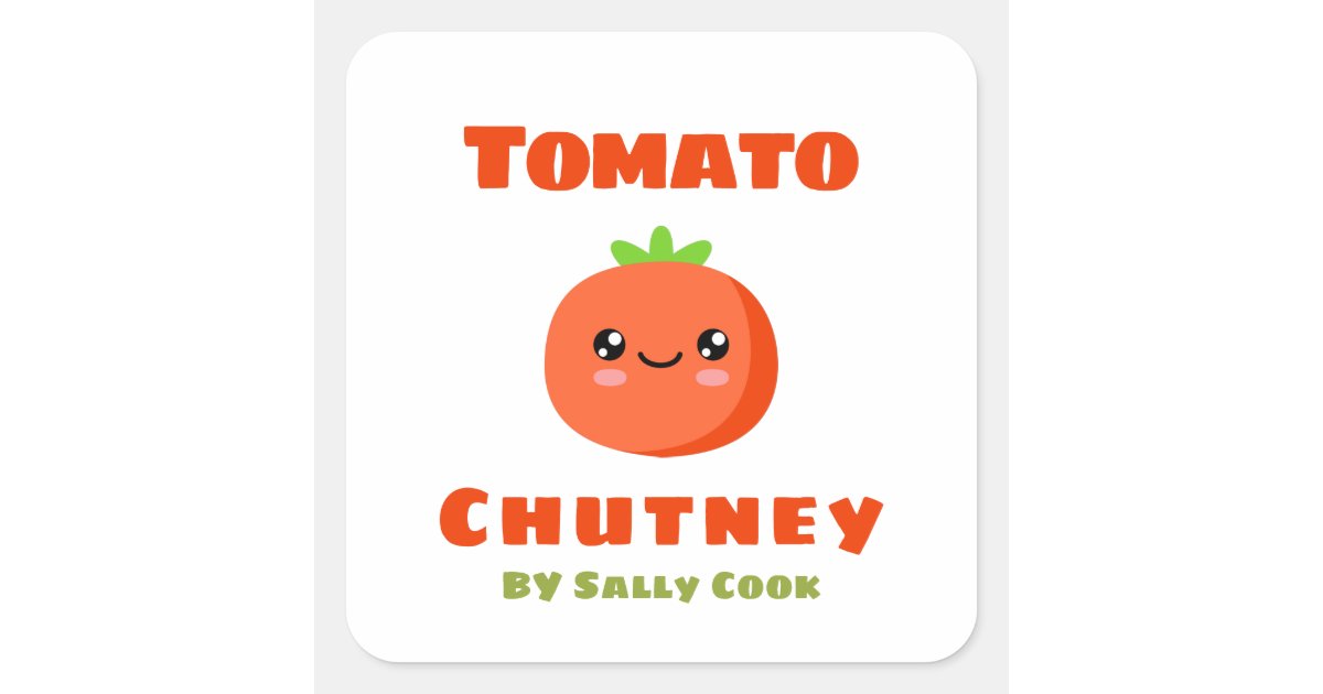 Tomato chutney square sticker | Zazzle