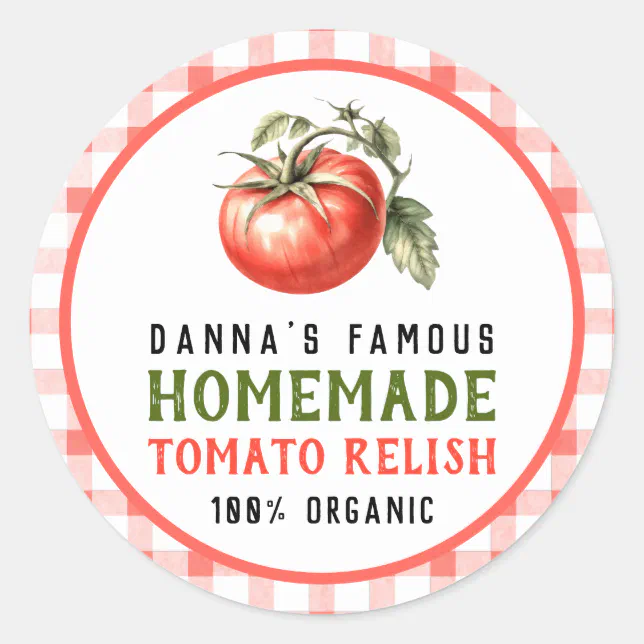 Tomato Relish label with red tomato farm look | Zazzle