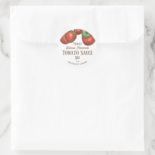 Tomato Sauce Homemade Product Label Sticker | Zazzle