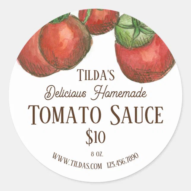 Tomato Sauce Homemade Product Label Sticker | Zazzle