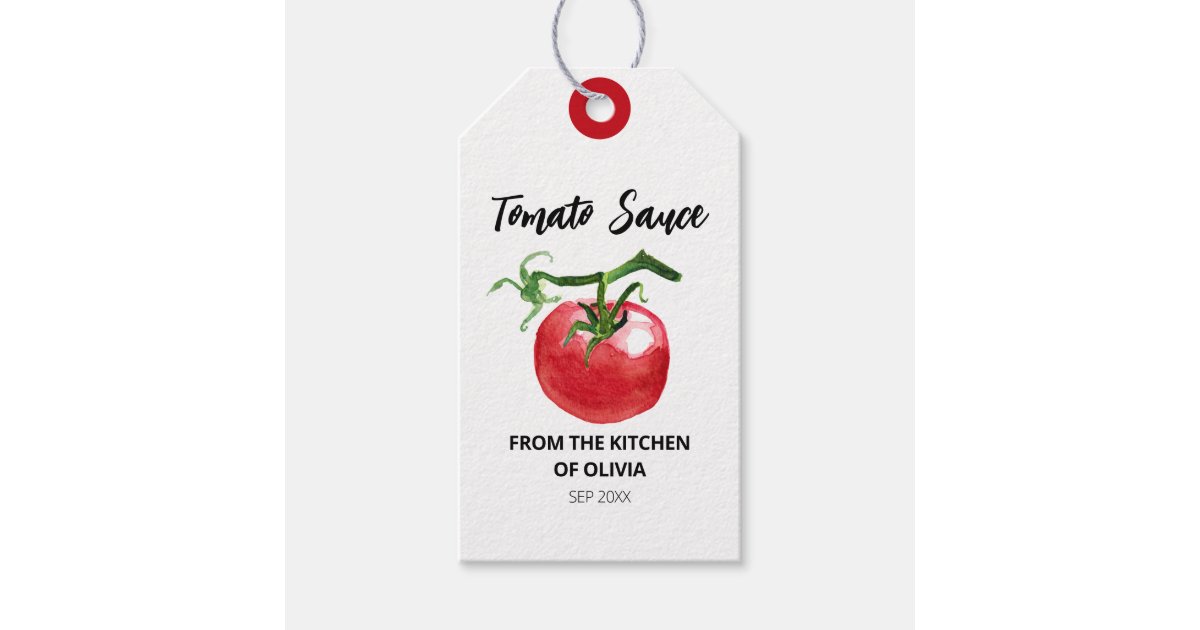 Tomato Sauce Watercolor Gift Tags | Zazzle