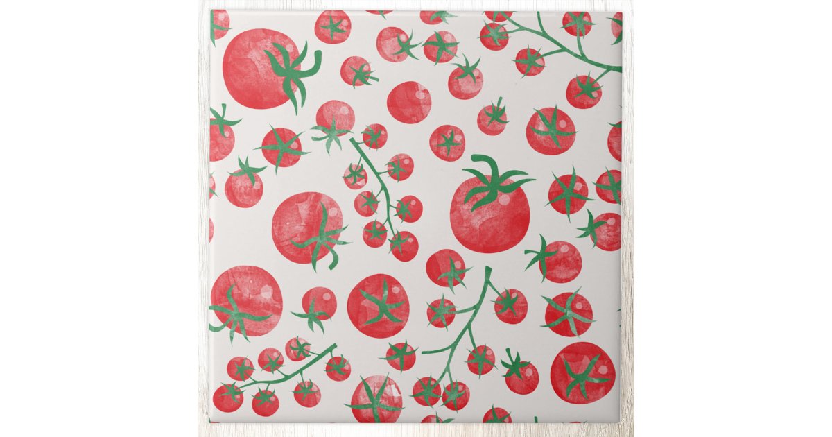 Tomato Watercolor Pattern Ceramic Tile | Zazzle