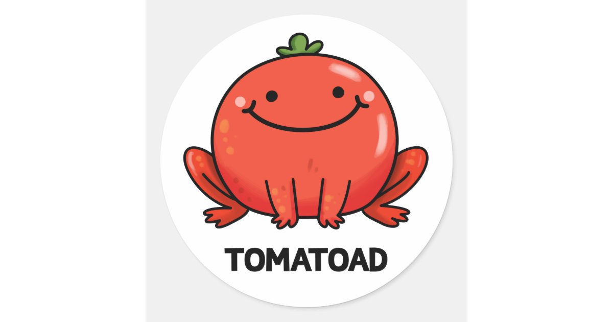 Tomatoad Funny Tomato Toad Pun Classic Round Sticker | Zazzle