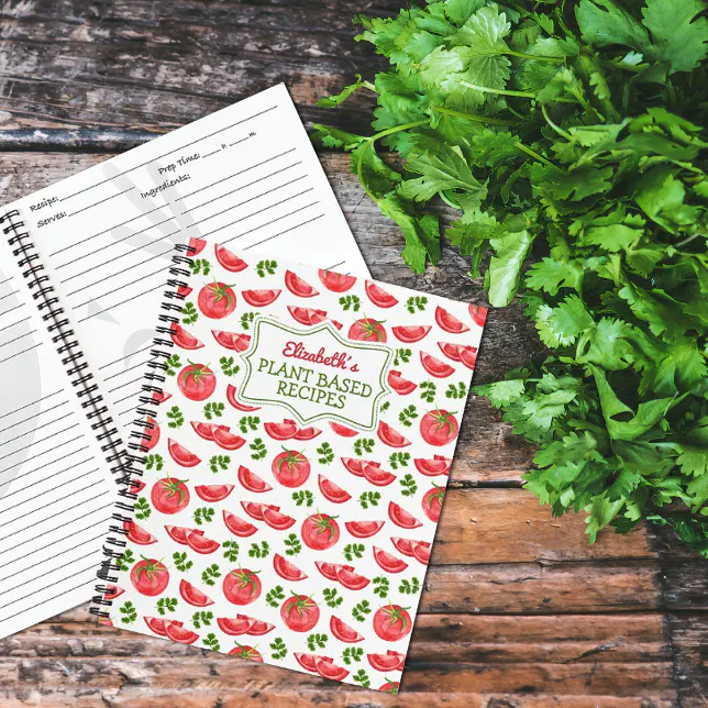 Tomatoes with Cilantro Plant Based Recipes Custom Notebook | Zazzle
