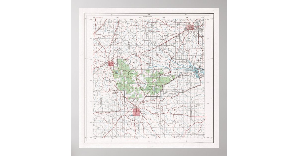 Tombigbee National Forest Map (1972) Poster | Zazzle