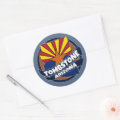 Tombstone Arizona flag burst round stickers | Zazzle