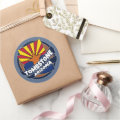 Tombstone Arizona flag burst round stickers | Zazzle